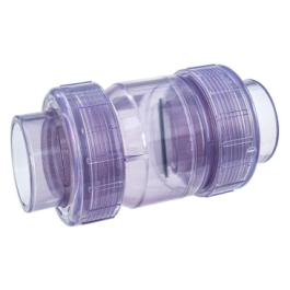 1 in. Clear PVC True Union Swing Check Valve - Socket Connections